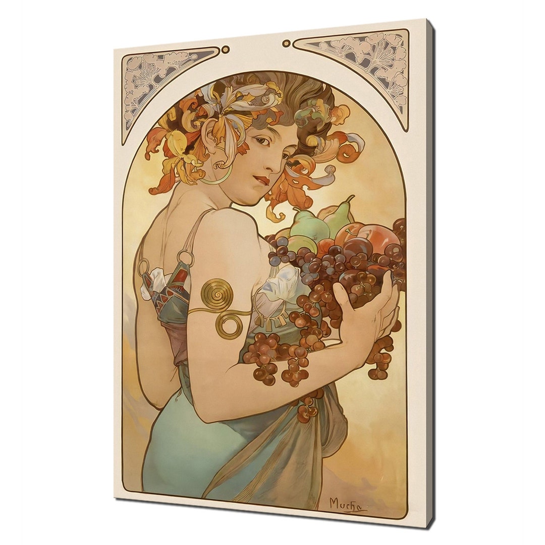 Alphonse Mucha Fruit 1897 Art Nouveau Reproduction Modern Style Canvas ...