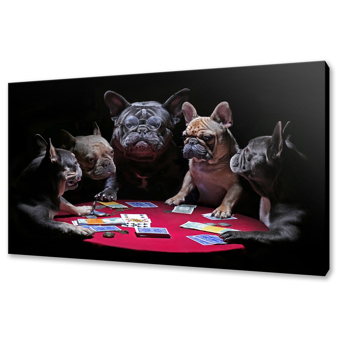 French Bulldogs Playing Cards Poker Funky Animals Modern Design Home ...