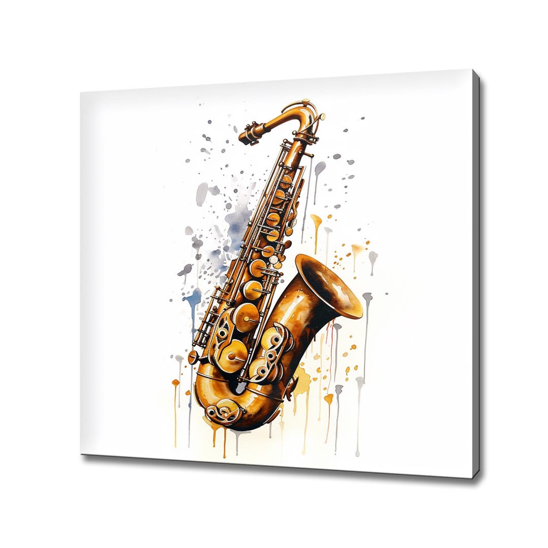 Saxophone Abstract Watercolour Painting Canvas Print Wall Art, Music ...