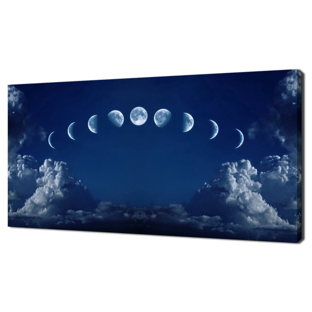 Nine Phases of the Full Growth Cycle of the Moon Blue Modern Design ...