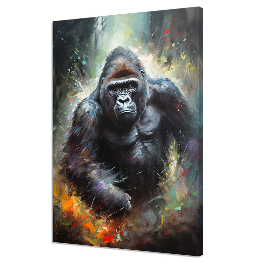Colourful Silverback Gorilla Animal Modern Painting Style Design Home ...