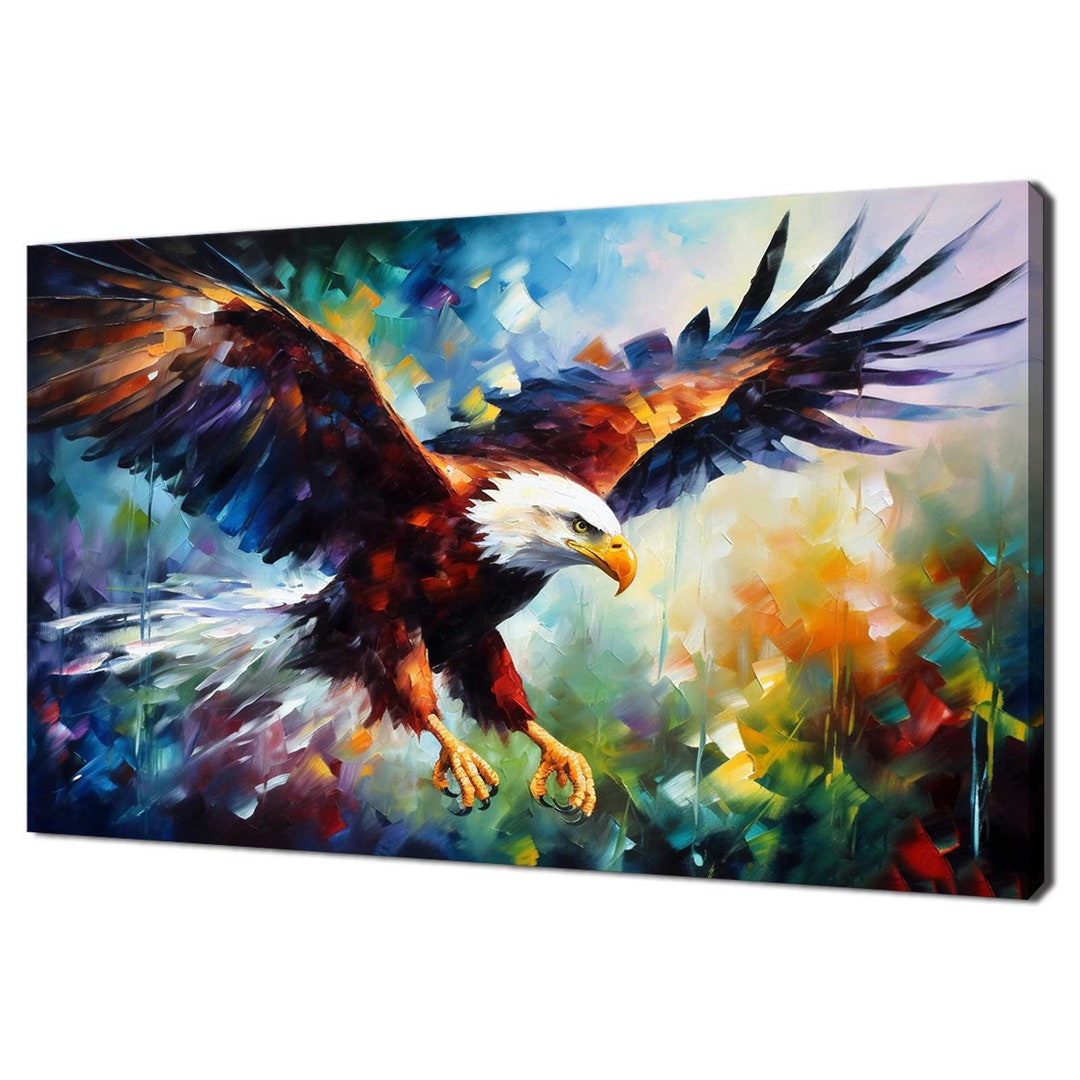 Colourful Flying Bald Eagle Bird Modern Painting Style Design Home ...