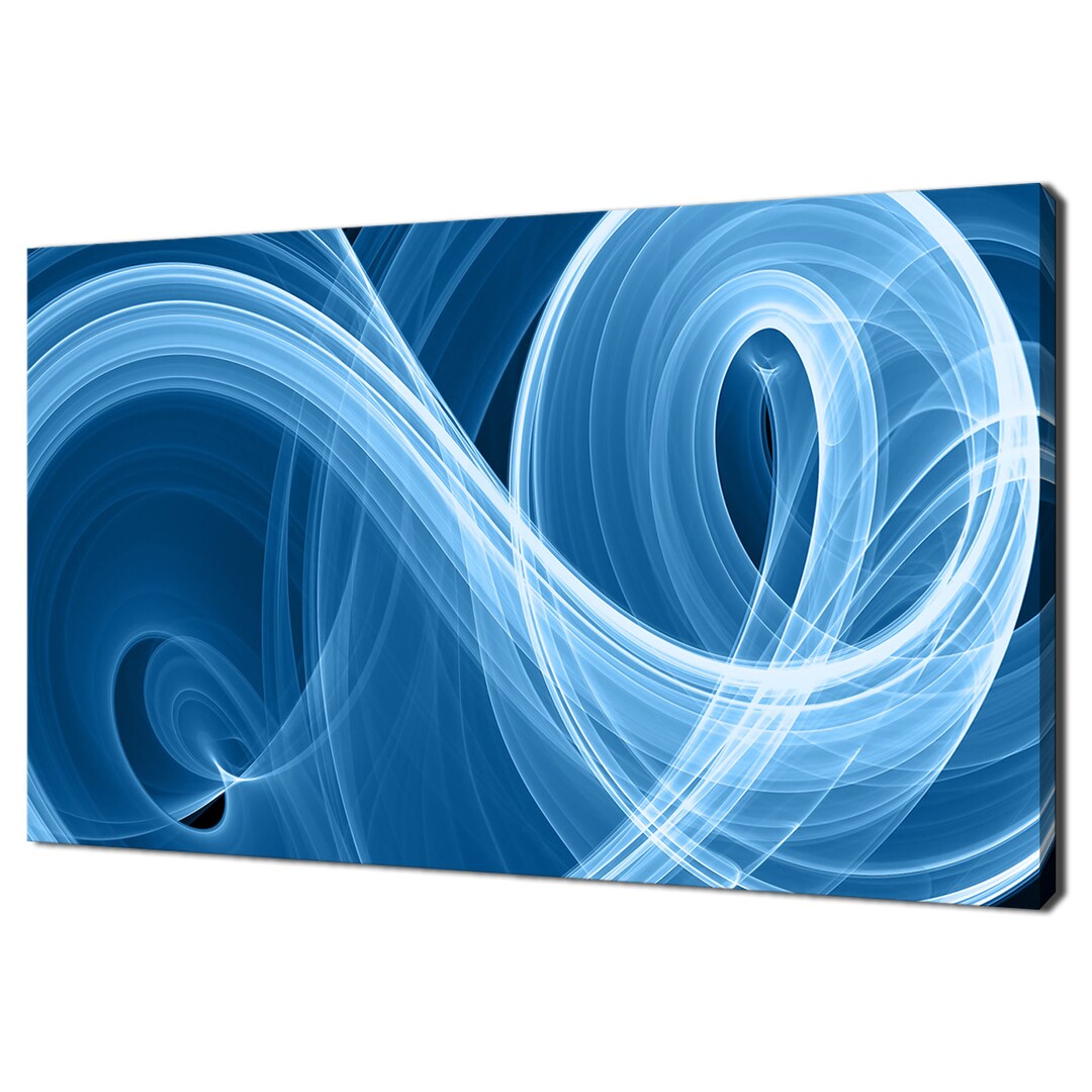Cool Wave Blue Abstract Modern Design Home Decor Canvas Print Wall Art ...