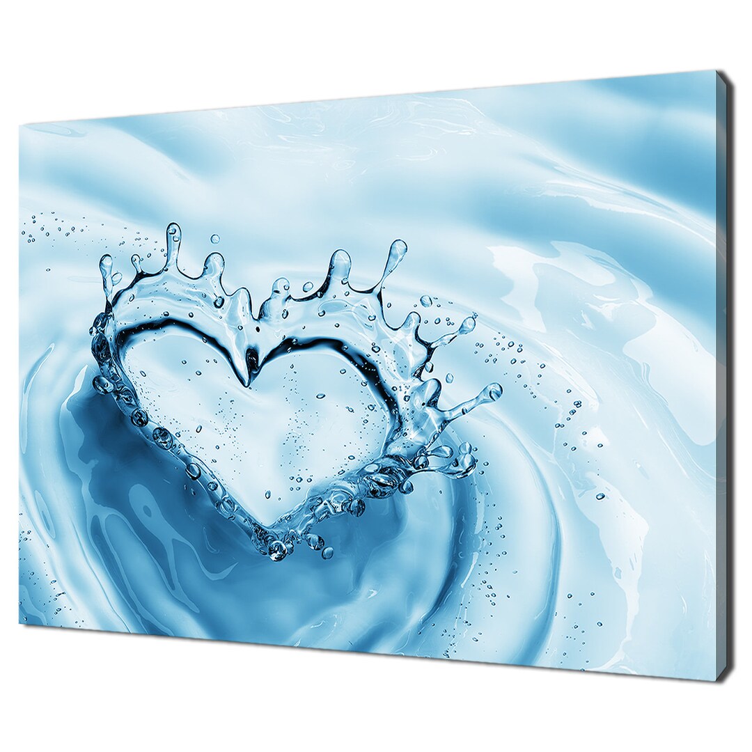 Blue Heart Water Splash Abstract Modern Design Home Decor Canvas Print ...