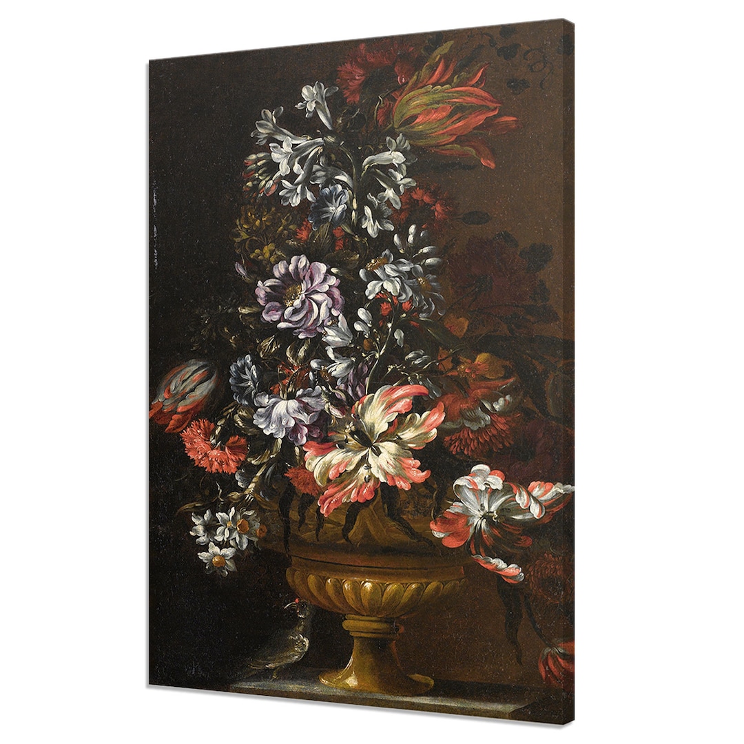 Still Life With Vase of Flowers Caldei Reproduction, Victorian Canvas ...