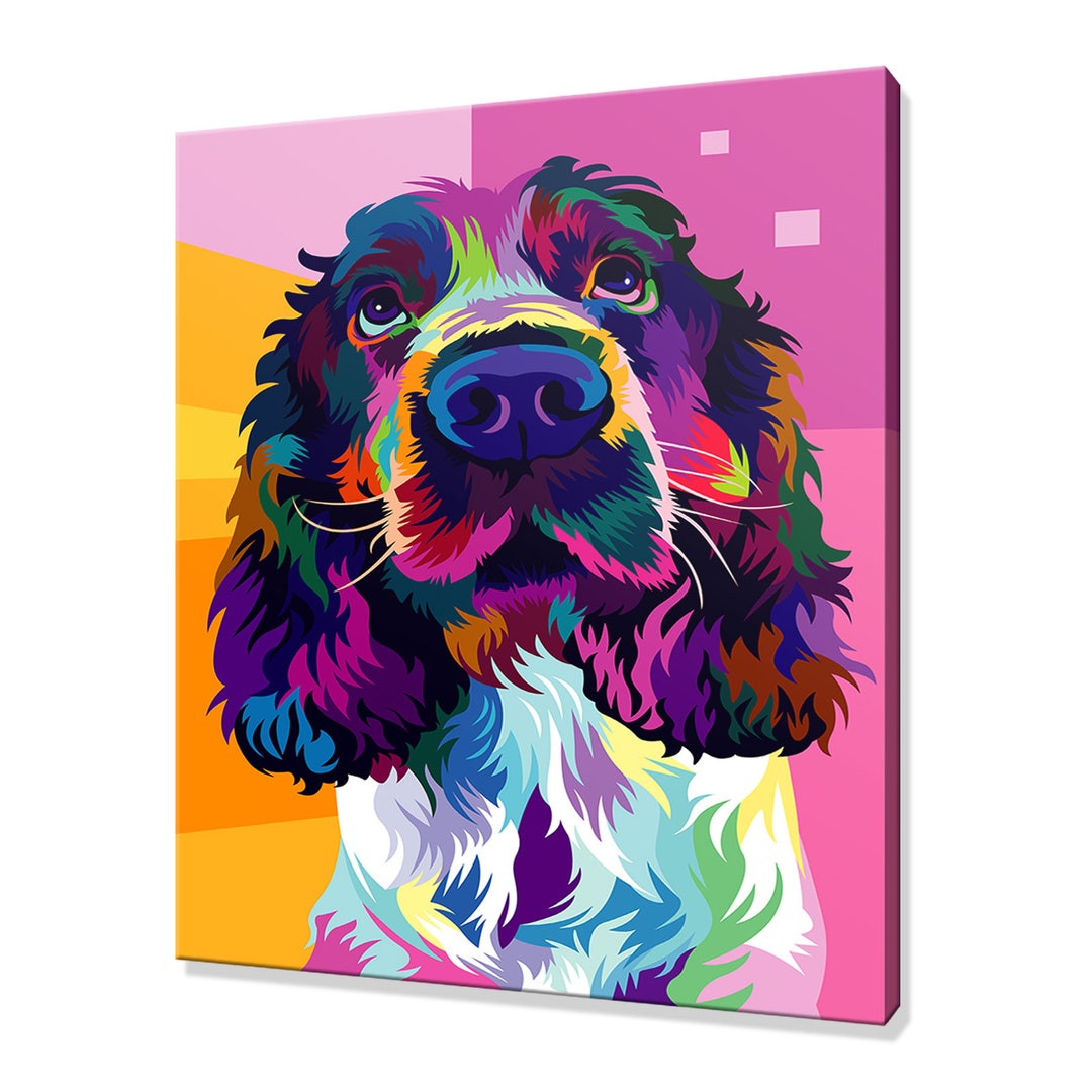 Colourful English Cocker Spaniel Dog Abstract Modern Design Home Decor ...
