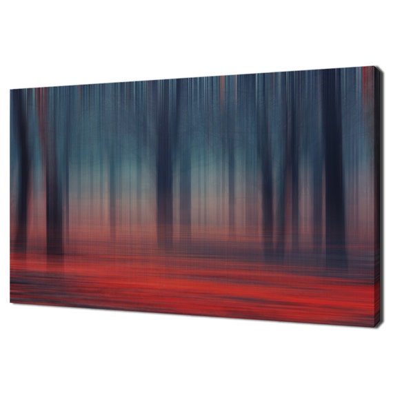Red Blue Abstract Forest Trees Modern Design Home Decor Canvas | Etsy
