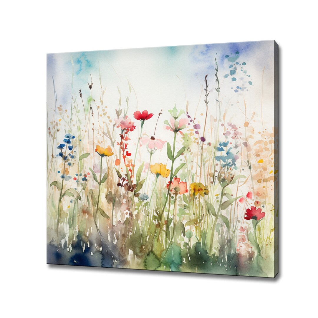 Colourful Wild Flowers Field, Modern Floral Design Home Decor ...