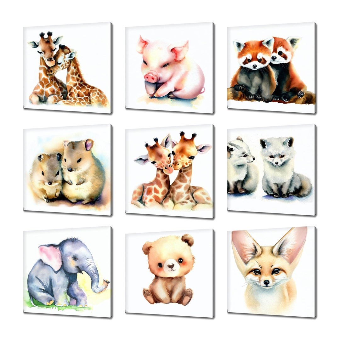 Collection of Cute Animals Canvas Wall Art, Many Designs Kids Nursery ...