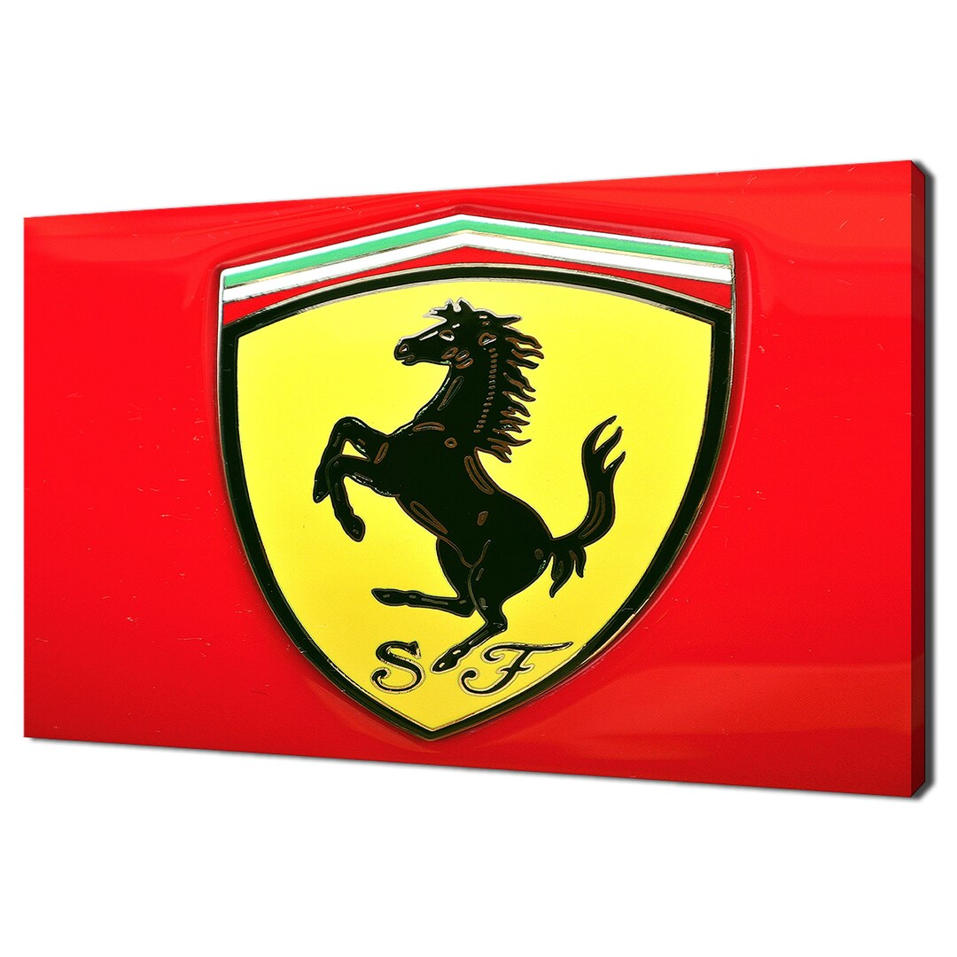Red Ferrari Car Logo Modern Design Home Decor Canvas Print Wall Art ...