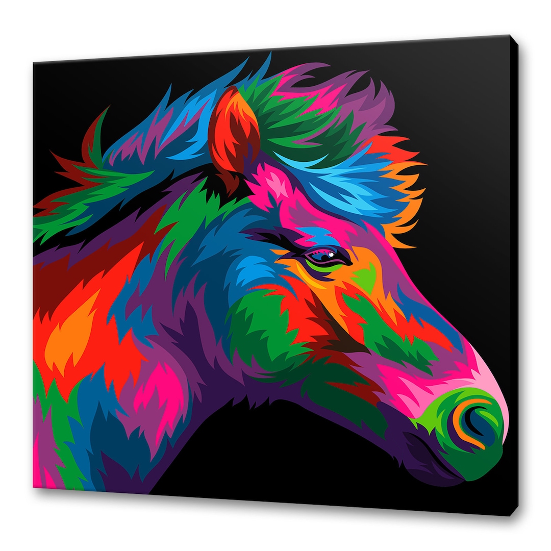 Colourful Pony Horse Abstract Animal Canvas Print Wall Art Picture ...