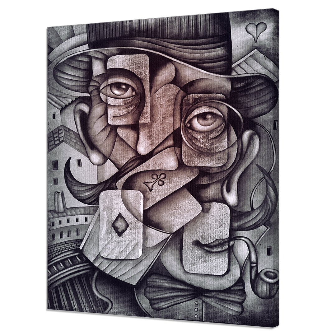 Cubism Style Face Cards Poker Aces Modern Design Home Decor Canvas ...