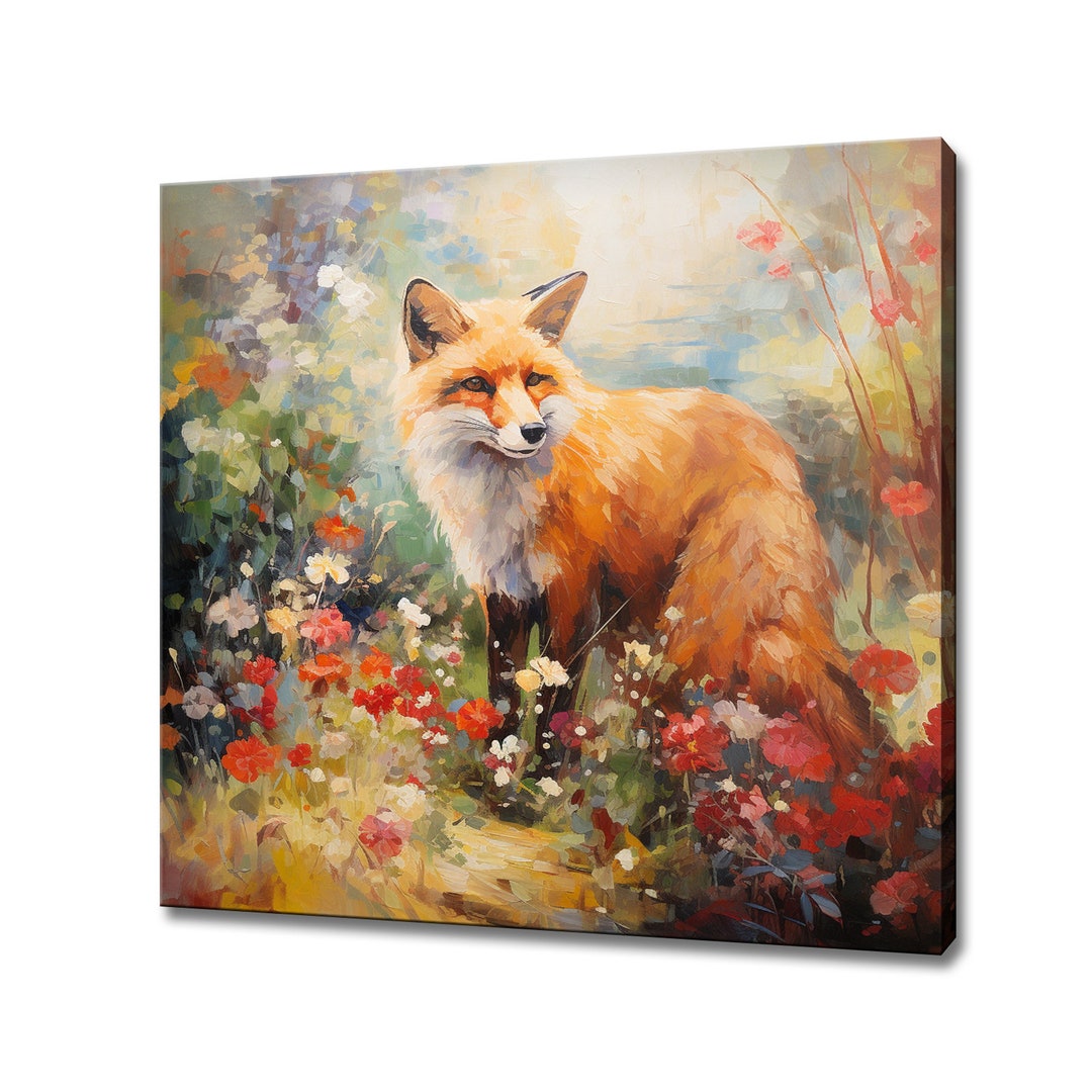 Beautiful Ginger Fox Animal Canvas Print, Gift for Fox Lover, Colourful ...
