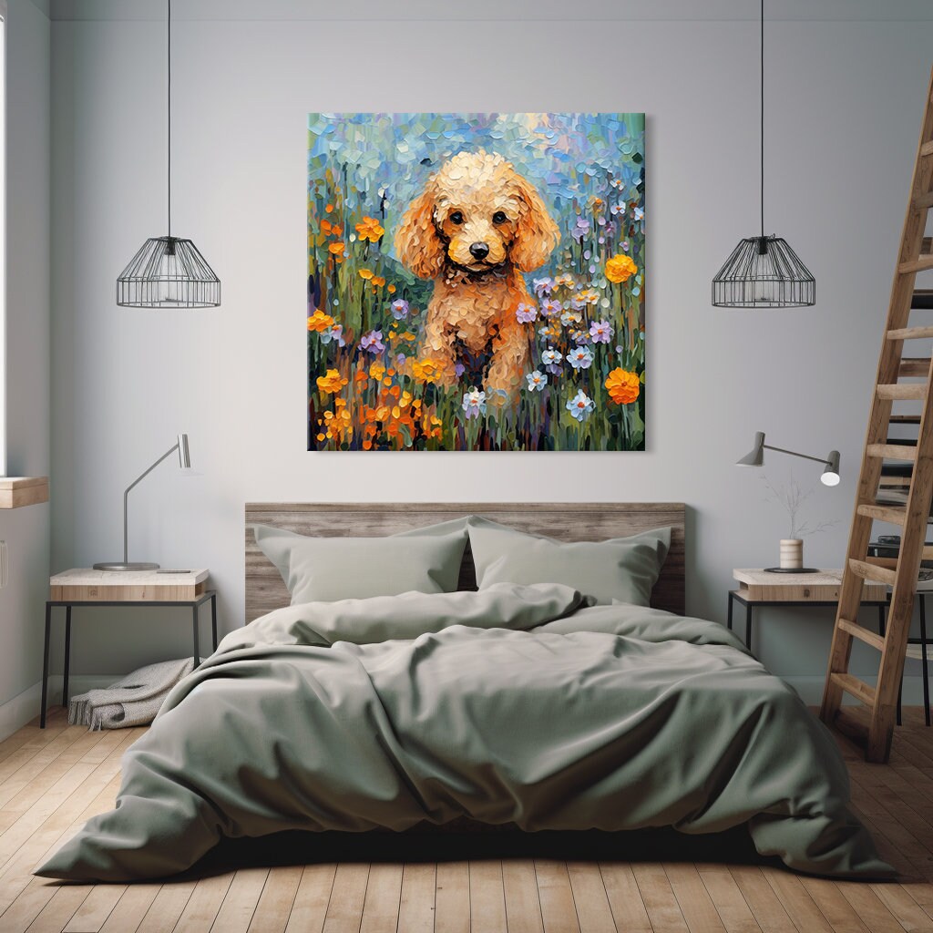 Cute Poodle Puppy Dog Animal Canvas Print, Gift for Poodle Dog Lover ...