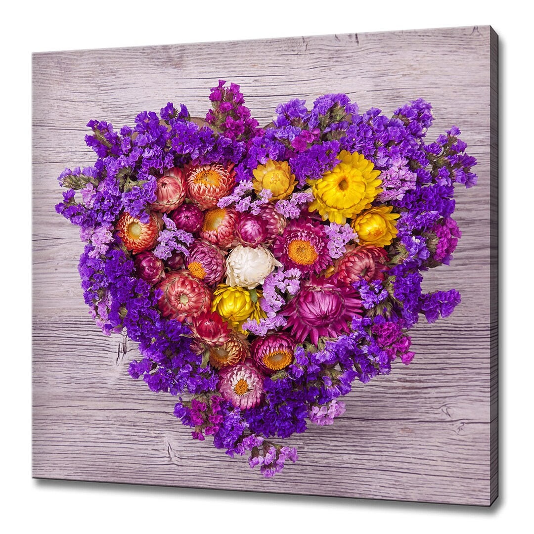 Herzförmige helle bunte Blumen Kranz Modernes Design Wohnkultur Leinwand Druck Wand Kunst Bild ...