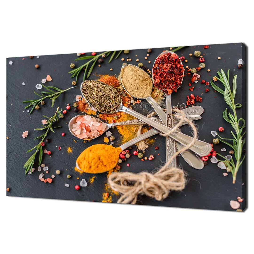 Metal Spoons With Colourful Herbs and Spices Kitchen Modern Design ...