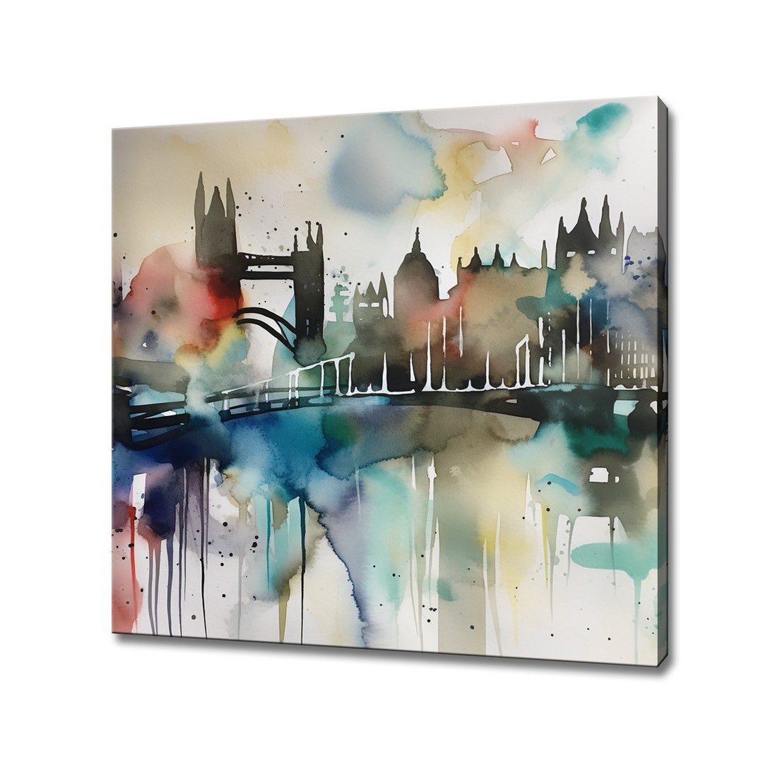 Colourful London Streets Cityscape, Tower Bridge Print, Modern City ...