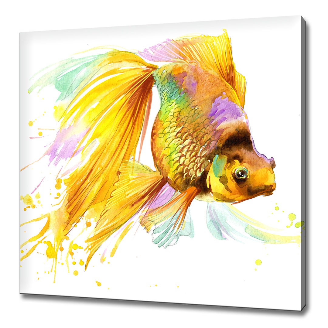 Goldfish Watercolour Paint Splatter Animal Modern Design Home Decor ...