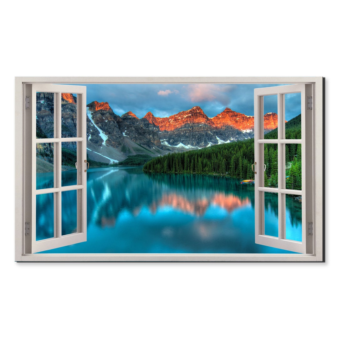 Beautiful Alberta Canada Mountains Window View, Window Frame Style ...