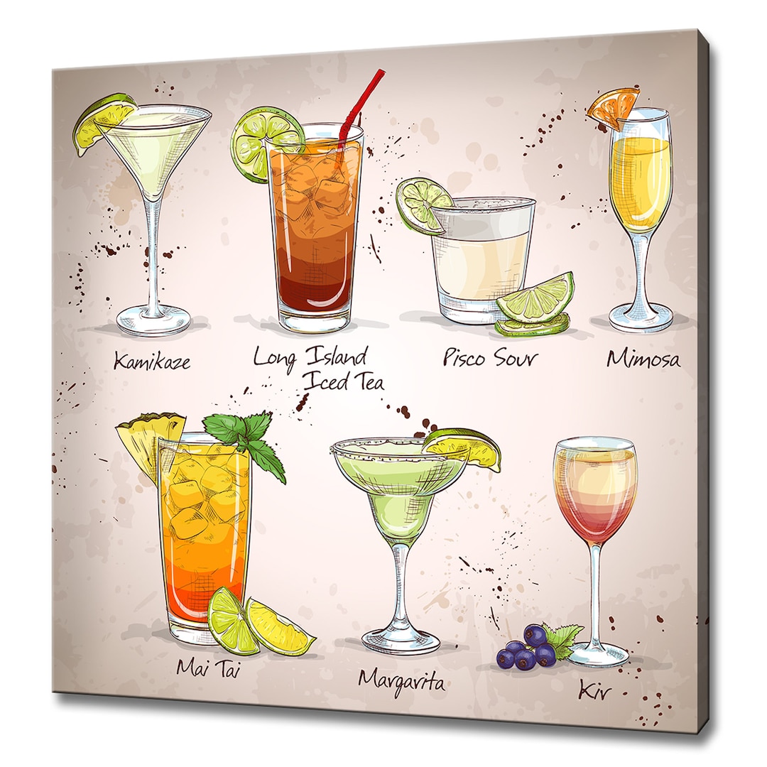 Modern Design Coctails Drinks Set Kitchen Decor Canvas Print Wall Art ...