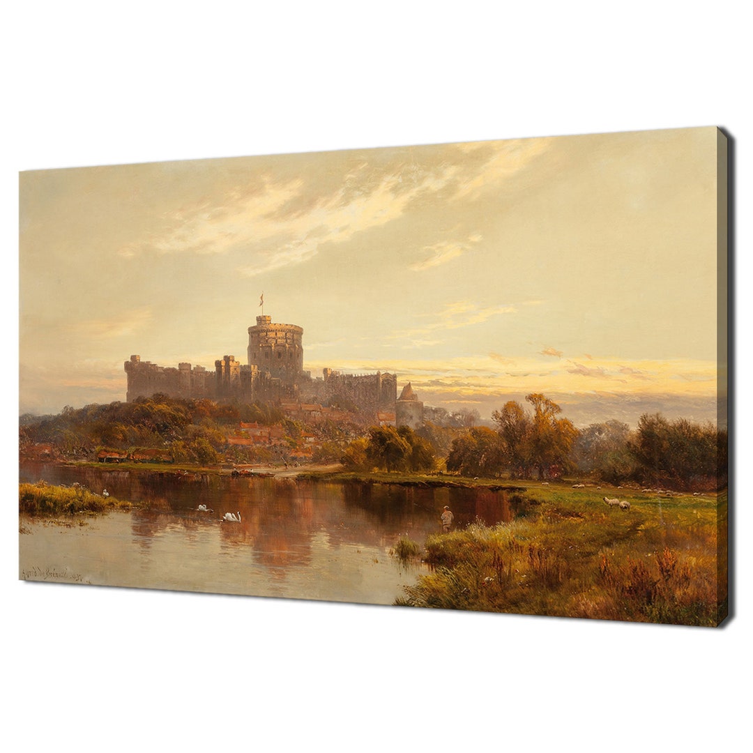 Windsor Castle at Sunset 1897, Vintage Landscape Painting Canvas Print ...