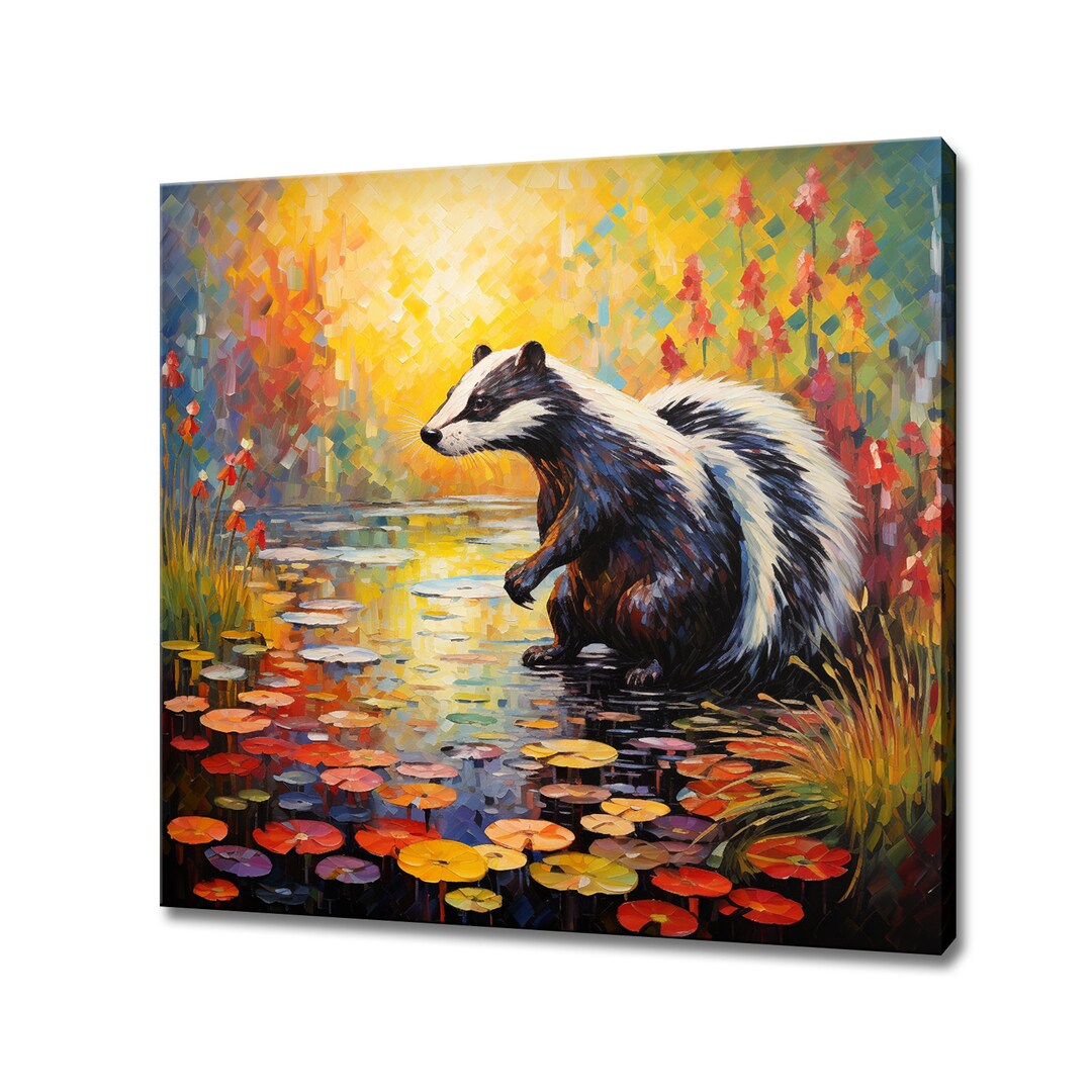 Skunk Canvas Print, Gift for Skunk Lover, Colourful Skunk Portrait ...