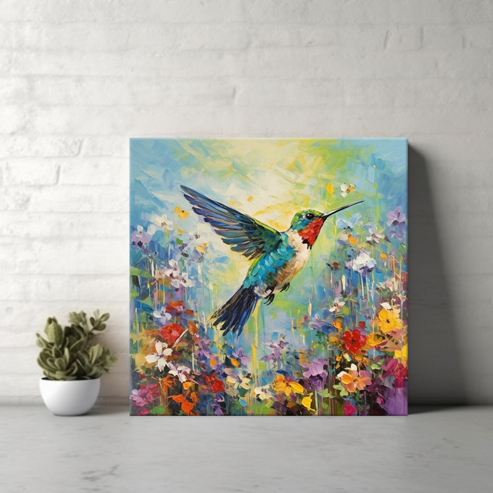 Flying Hummingbird Canvas Print, Gift for Hummingbird Bird Lover ...