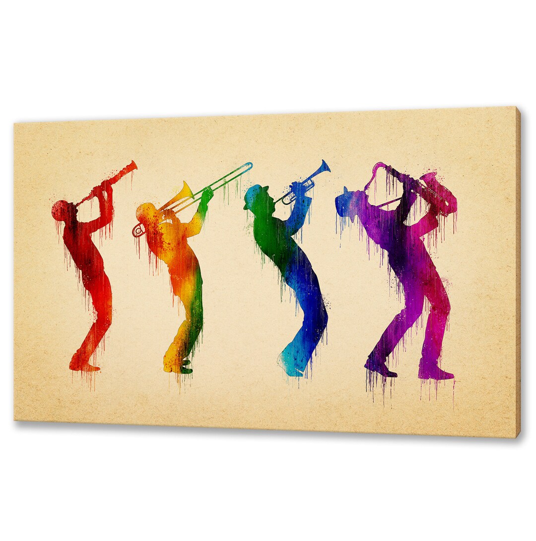 Colourful Jazz Band Players Watercolour Painting Style Music Modern ...