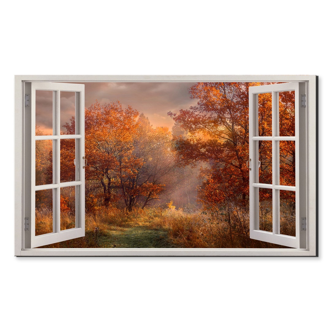 Red Oaks Misty Morning Window View, Window Frame Style Modern Design ...