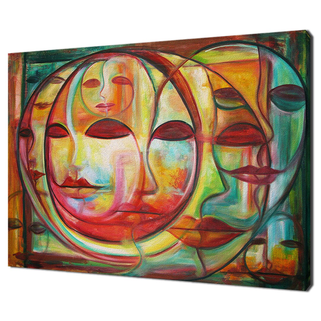 Colourful Cubism Faces Oil Painting Style Modern Design Home Decor ...