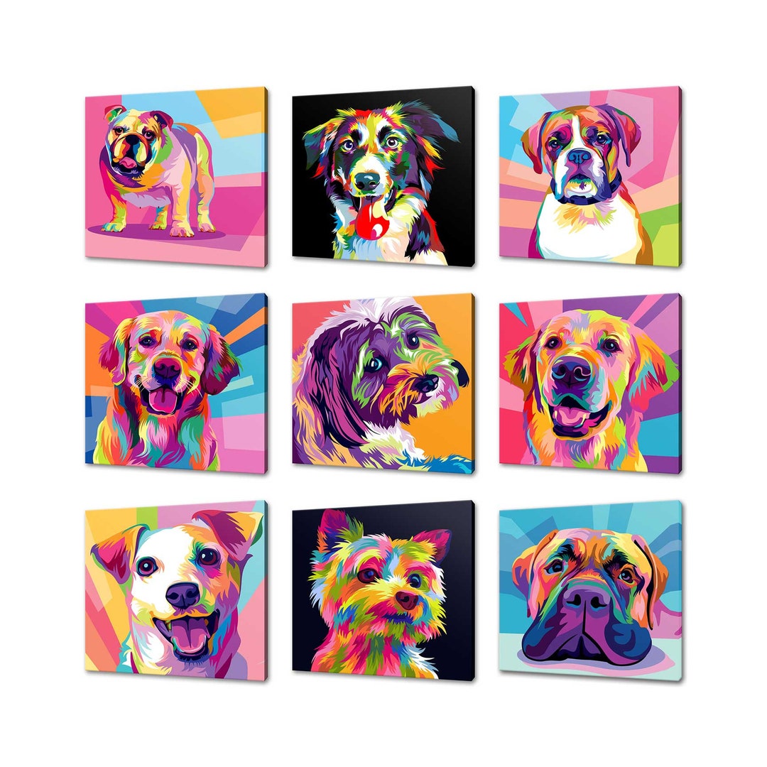 Colourful Dogs Collection Abstract Many Designs Modern Home Decor ...