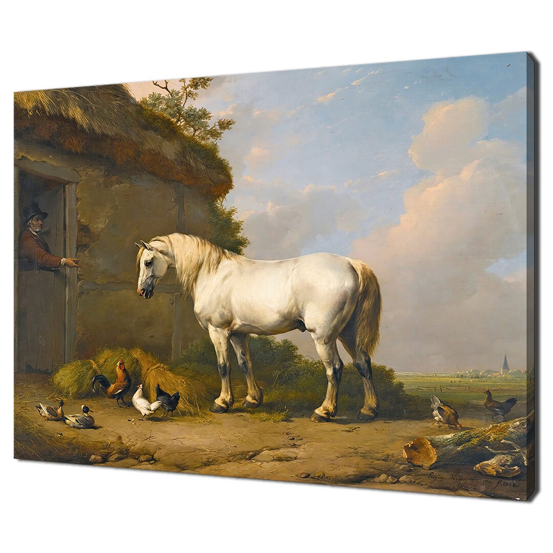 At the Stable Door 1848, Victorian Oil Painting Print, Horse Canvas ...