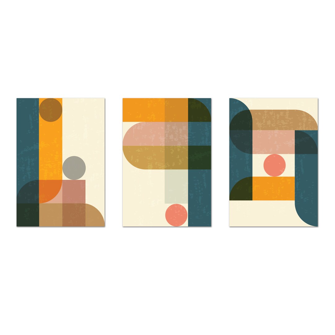 Mustard Yellow Blue Abstract Art Prints, Nordic Wall Decor, Abstract ...