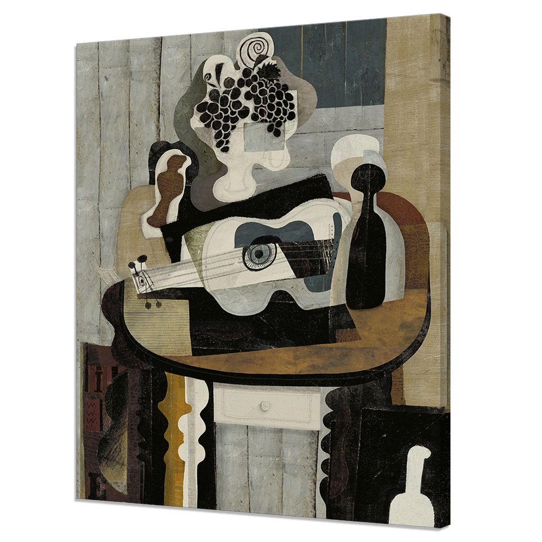 Cubism Style Guitar Music Instrument Modern Design Home Decor Canvas ...