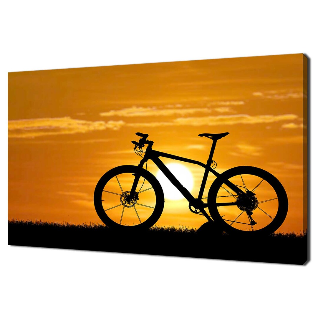 Fahrrad Orange Sonnenuntergang Modernes Design Wohnkultur Leinwand Druck Wand Kunst Bild ...