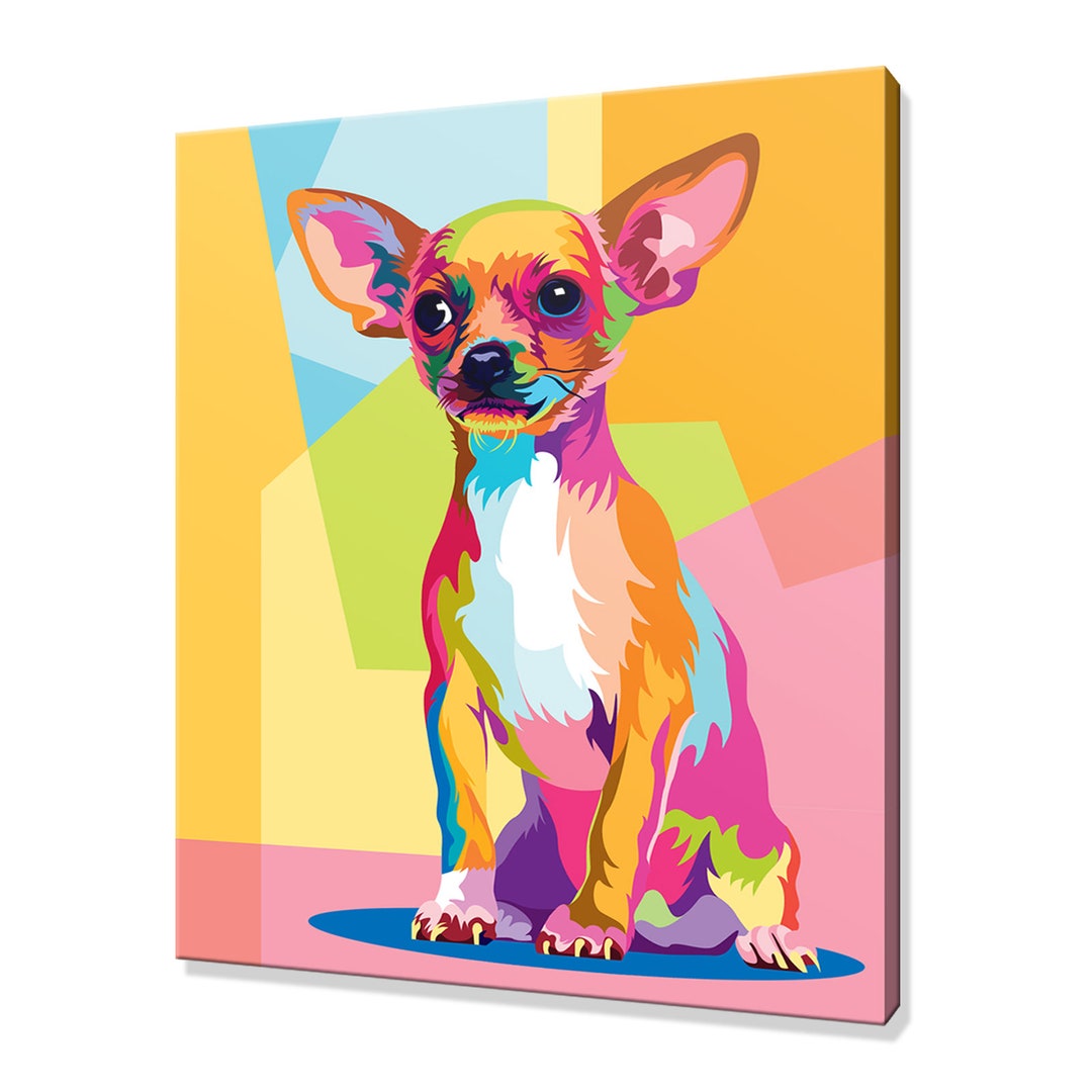 Colourful Chihuahua Dog Abstract Modern Design Pet Home Decor Canvas ...