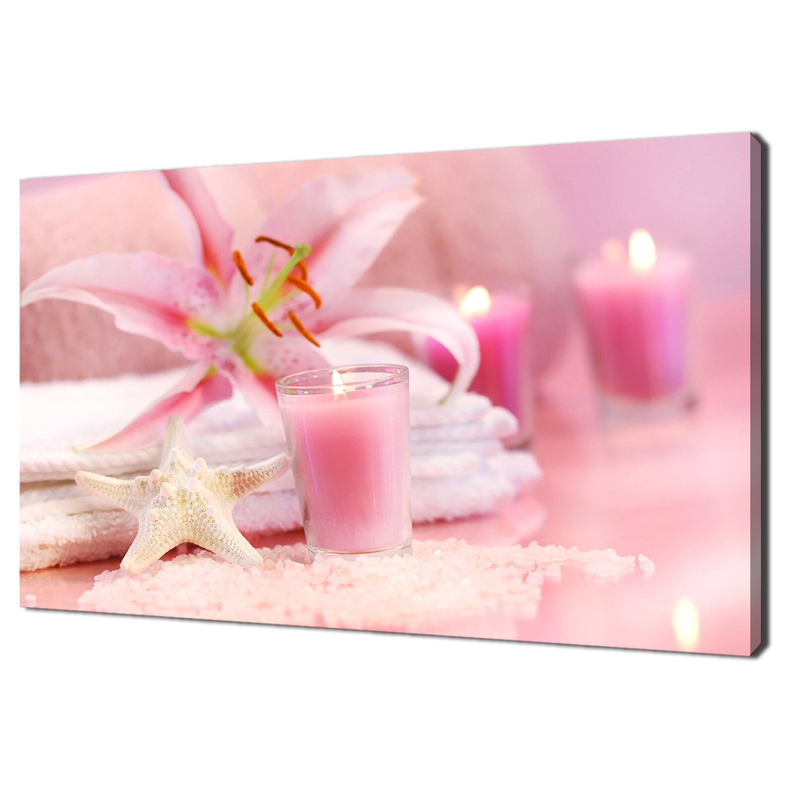 Pink Soothing Spa With Lily Flower and Pink Candles Zen - Etsy