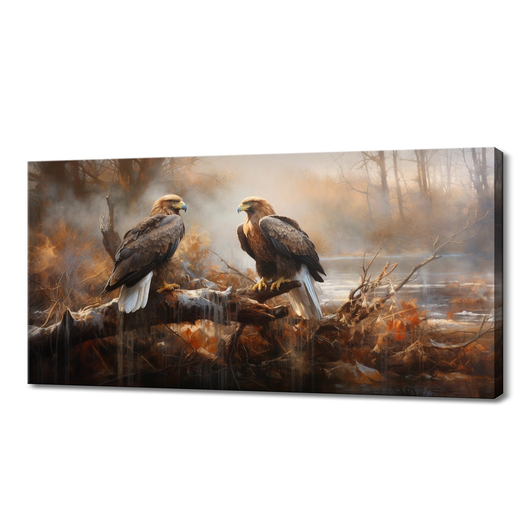 Eagles Couple in the Forest Canvas Print, Wildlife Inspired Art ...