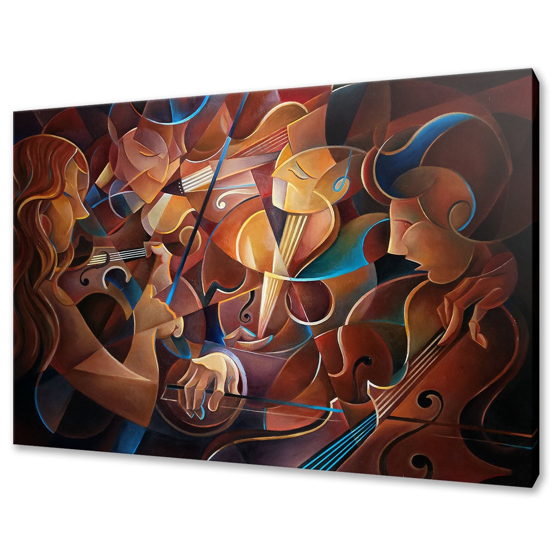 Group of Musicians Cubism Painting Style Contemporary Modern Design ...