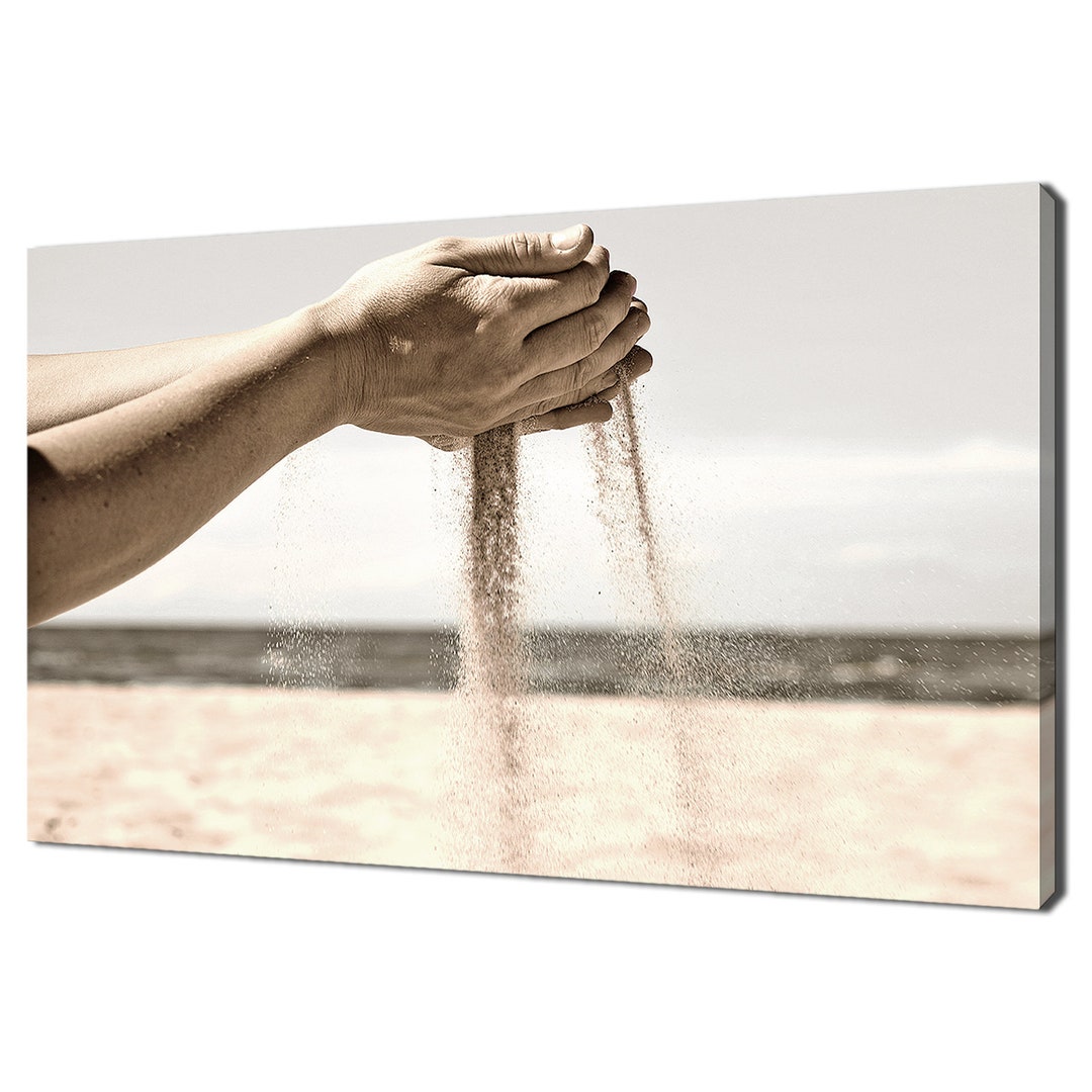 Sand Pouring Through Hands Seaside Beach Modern Design Home Decor ...
