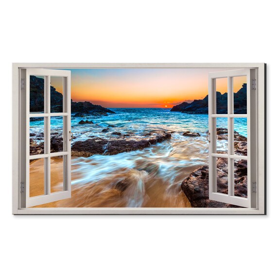 Hawaiian Sunrise Seascape Window View Window Frame Style - Etsy