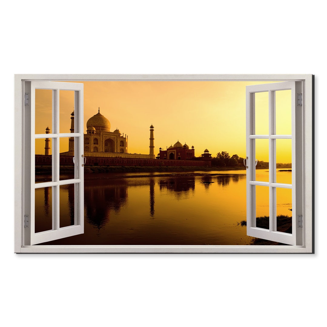 Taj Mahal Palace at Sunset Window View, Window Frame Style Modern ...