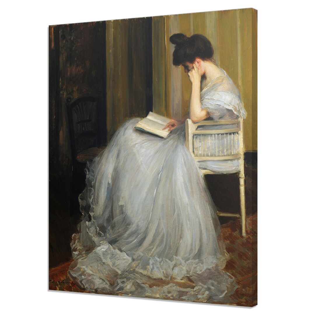 Woman Reading the Book, Vintage Portrait Painting Canvas Print ...