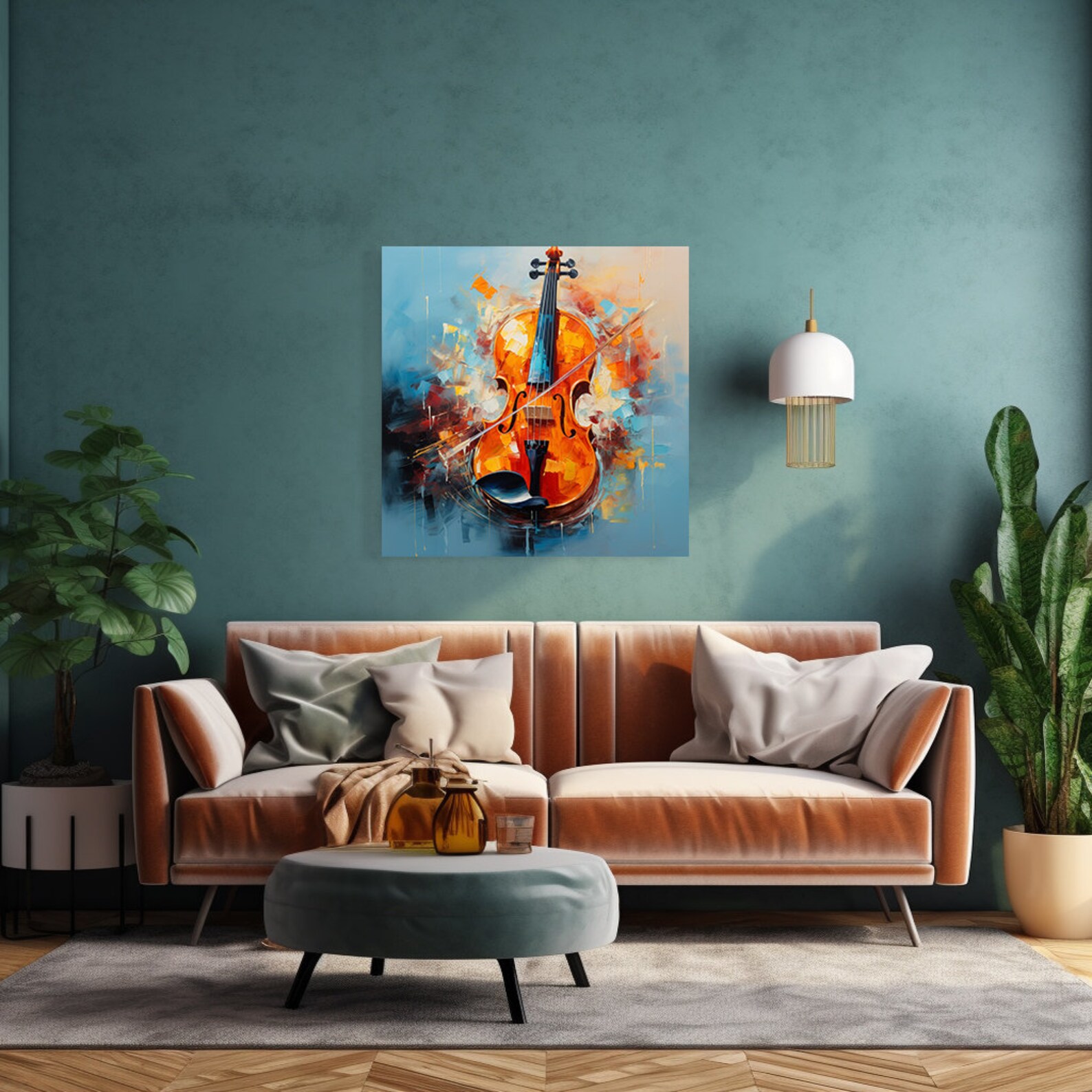 Violin Music Instrument Oil Painting Style Canvas Print Wall Art, Music ...