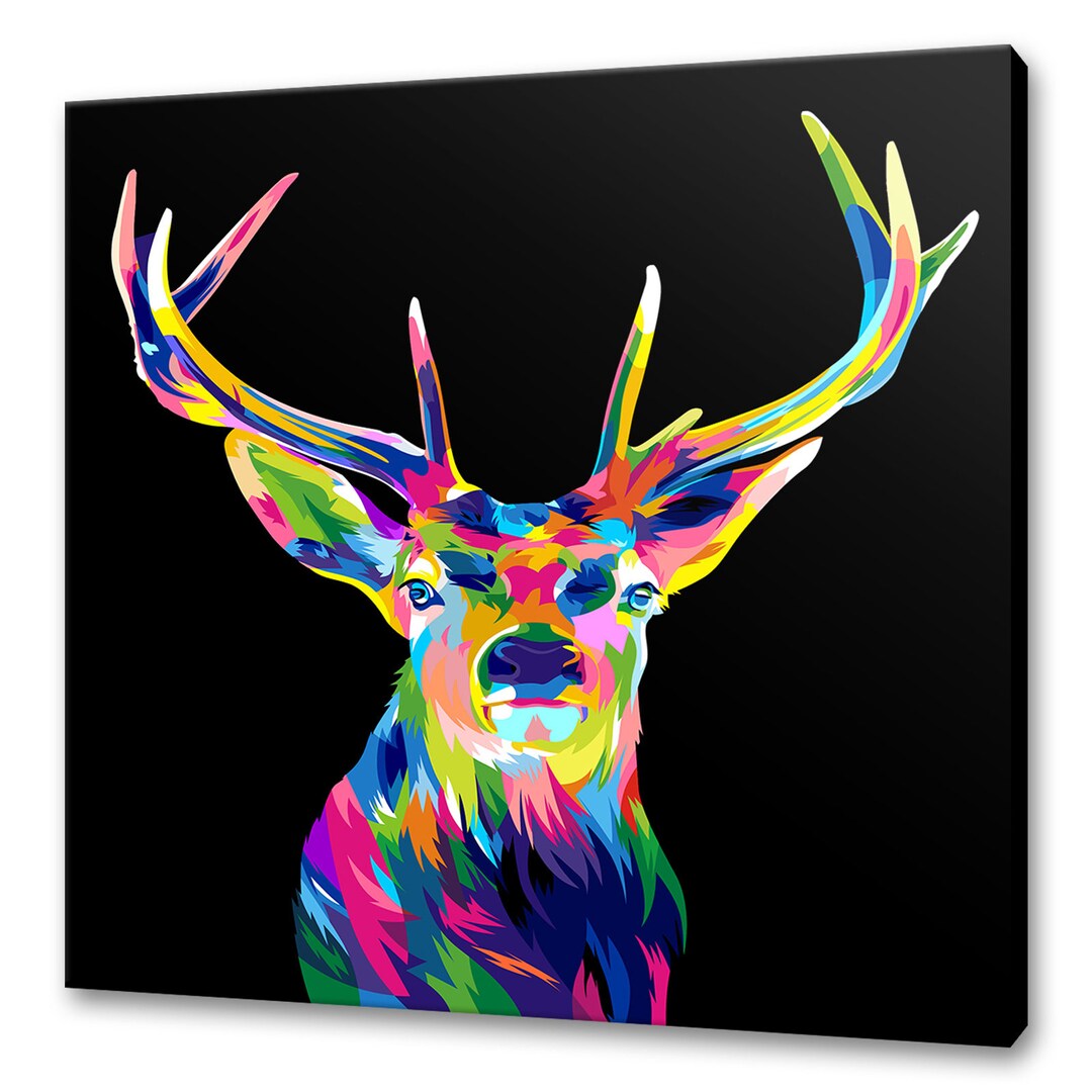 Majestic Colourful Deer Stag Abstract Modern Design Decor Canvas Print ...