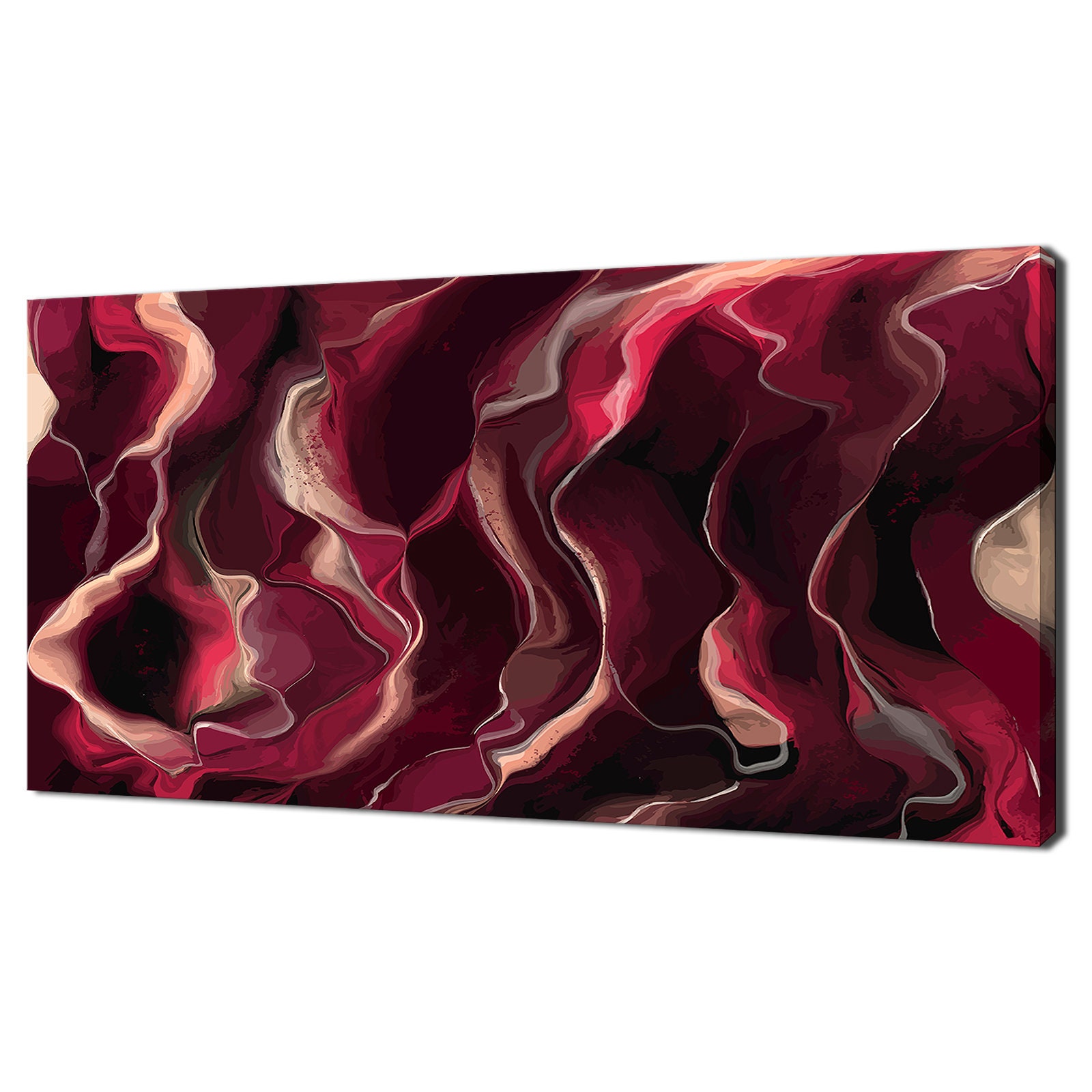 Maroon Red White Paint Swirls Abstract Modern Design Home | Etsy