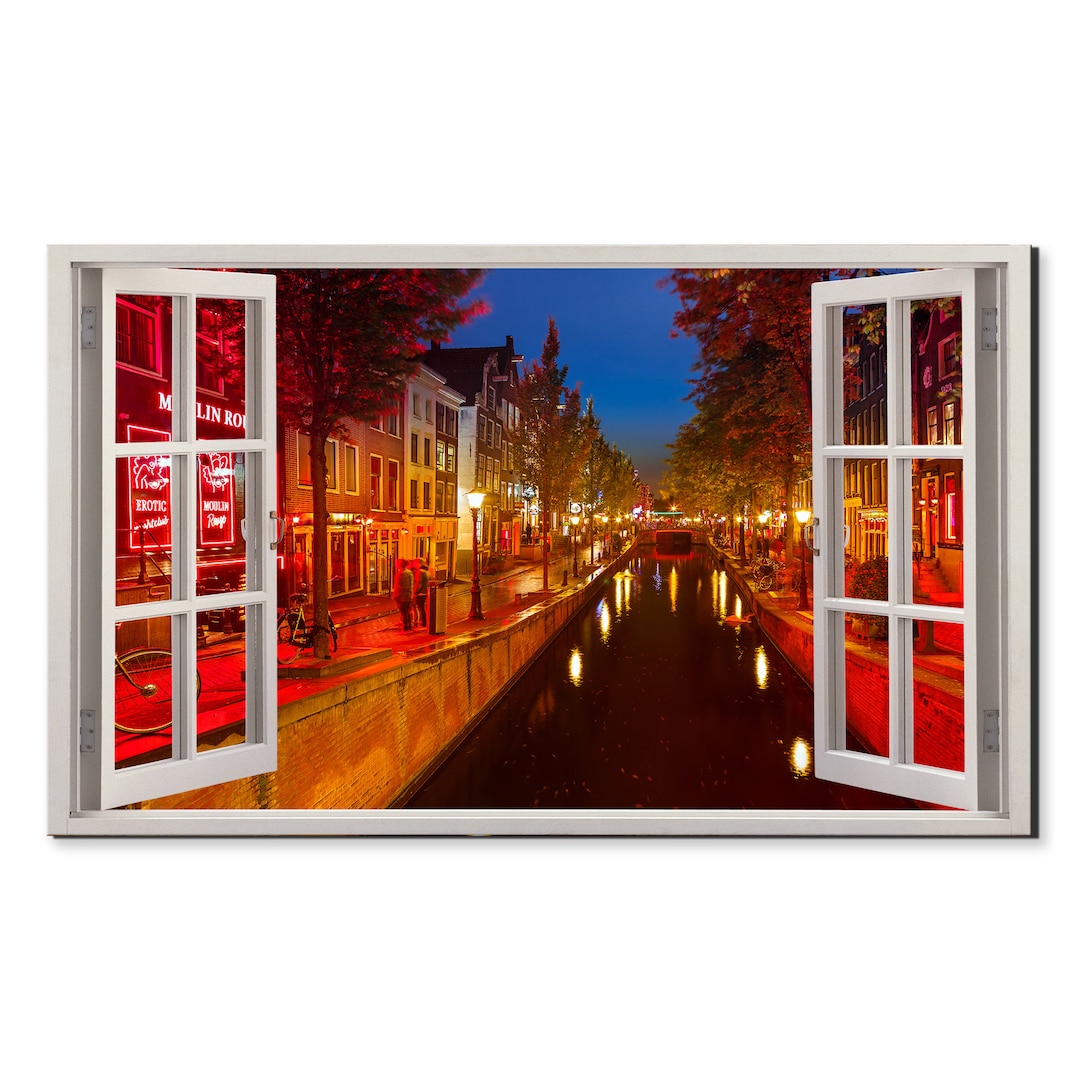 Amsterdam Red District Window View, Window Frame Style Modern Design ...