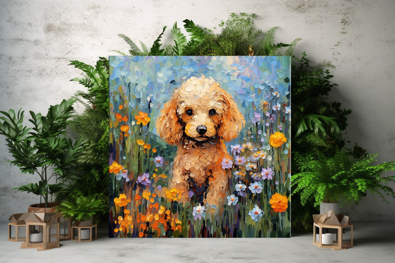 Cute Poodle Puppy Dog Animal Canvas Print, Gift for Poodle Dog Lover ...