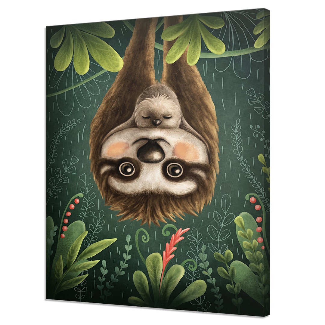 Cute Sloths Hanging on the Tree Kids Room Modern Design Home Decor ...