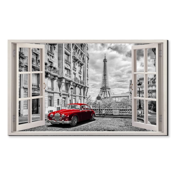 Paris France Eiffel Tower Red Car Window View Window Frame - Etsy